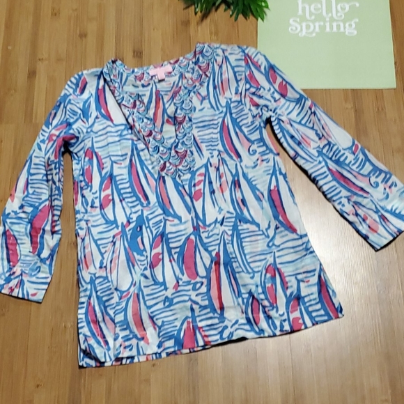 Lilly Pulitzer | Tops | Lilly Pulitzer Amelia Tunic In Red Right Return ...